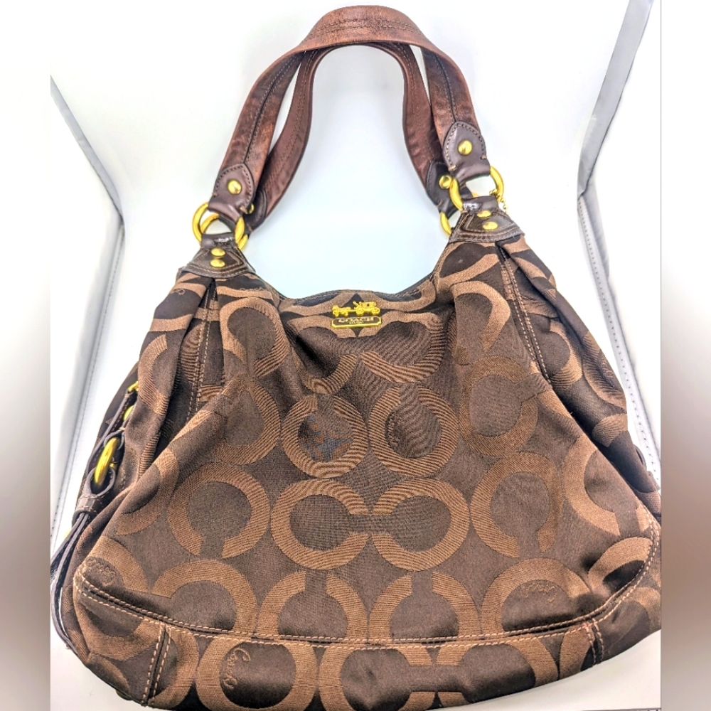 Coach Maggie Brown Signature C Monogram Hobo Shoulder… - Gem